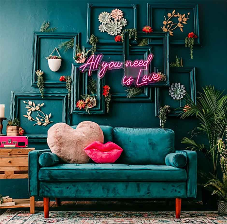 Neon Sign On Greenery Wall | Create A Green Space - Sfuncube